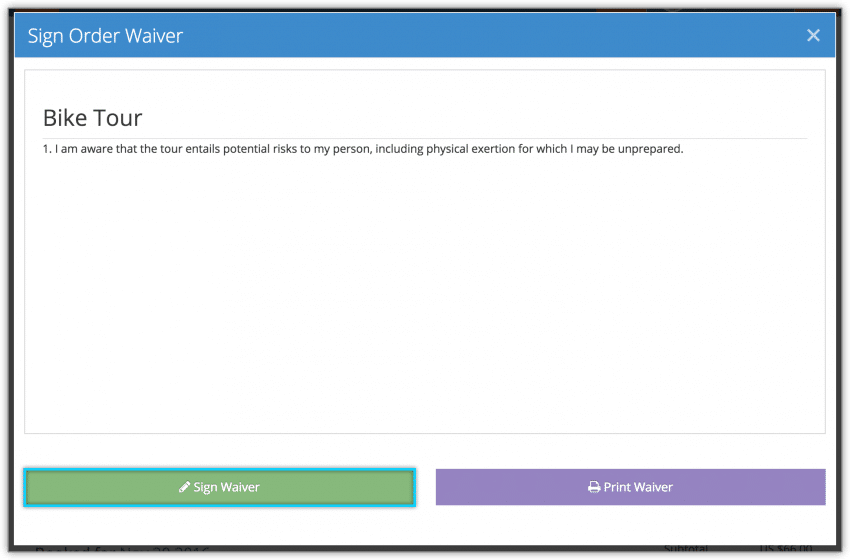 How to collect signatures for per-order waivers - Rezgo Support